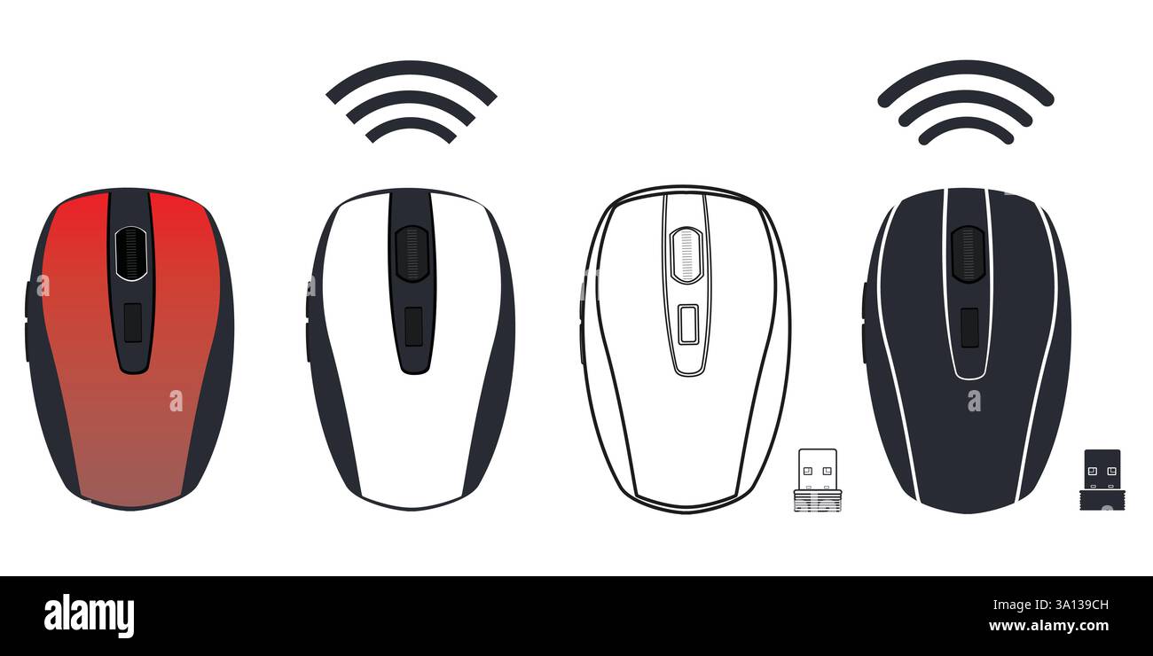 set of 4 wireless mouse with usb receiver for computer and laptop in ...