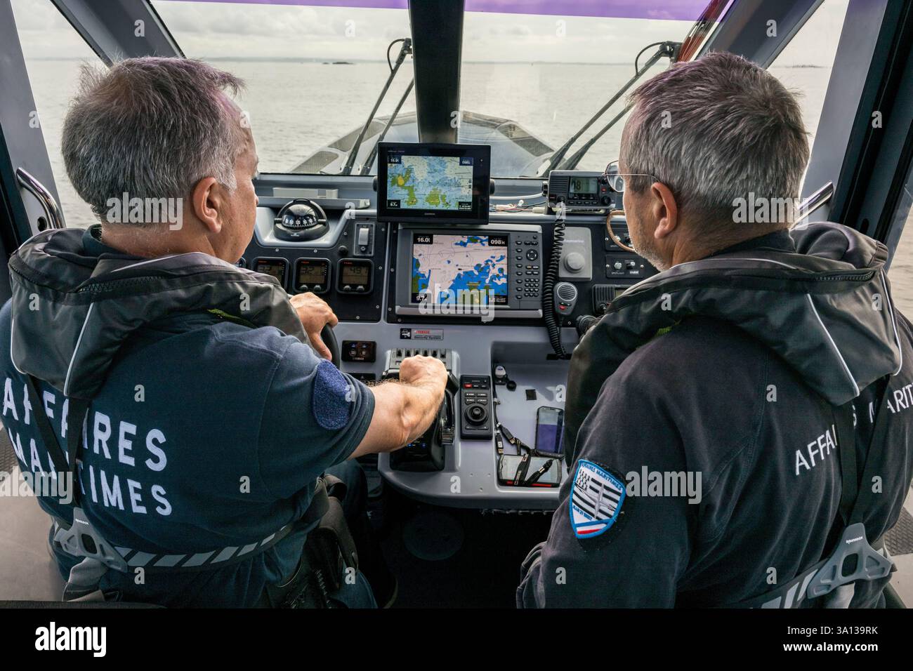 France, Finistère, Iroise Sea, Molene Island, patrol aboard the Brest ...