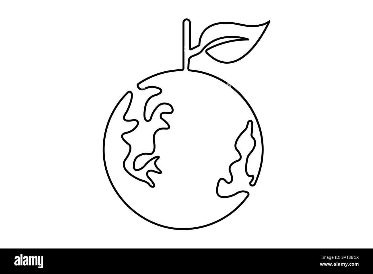 Earth globe continuous one line drawing of isolated outline vector ...