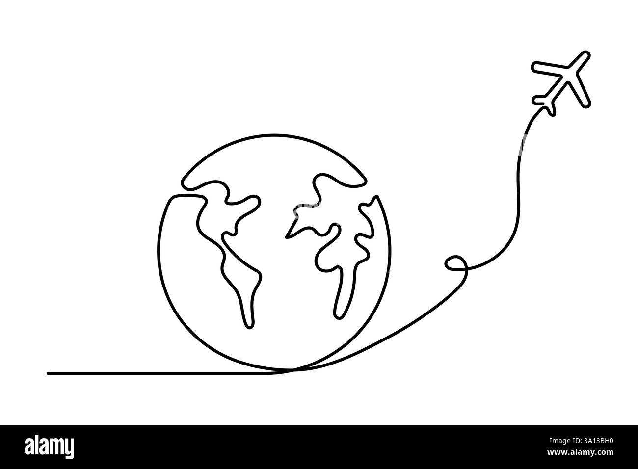 Earth globe continuous one line drawing of isolated outline vector ...