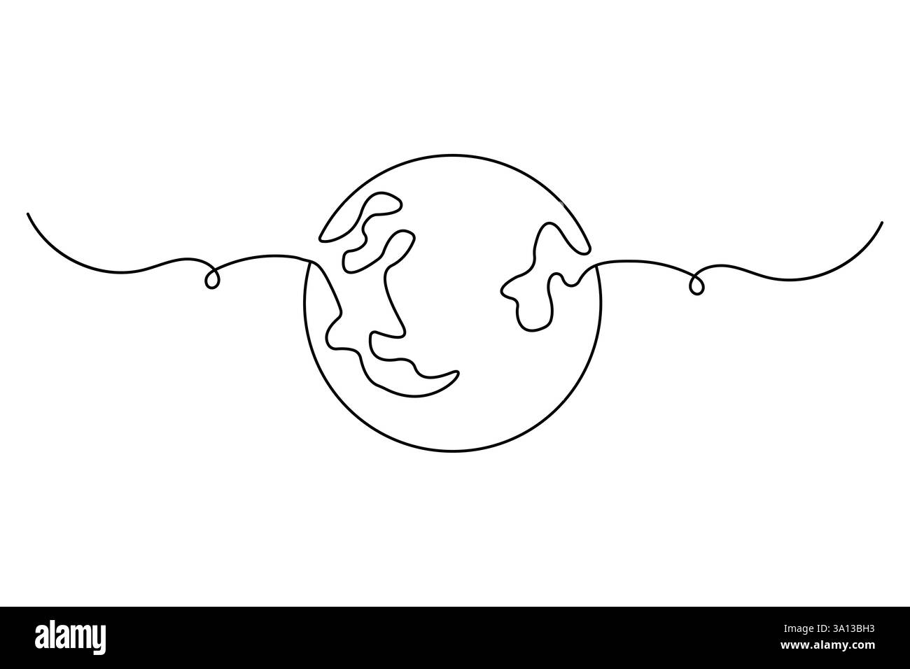 Earth globe continuous one line drawing of isolated outline vector ...