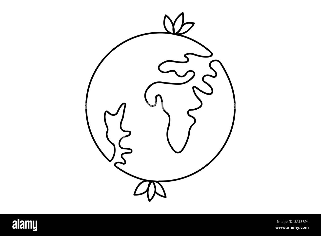 Earth globe continuous one line drawing of isolated outline vector ...