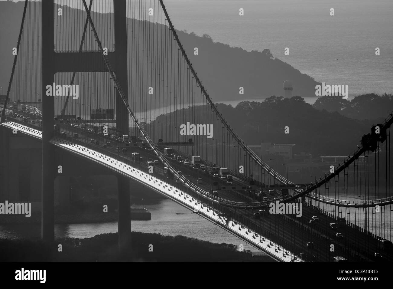 Tsing ma suspension bridge in Black and White Stock Photos & Images - Alamy