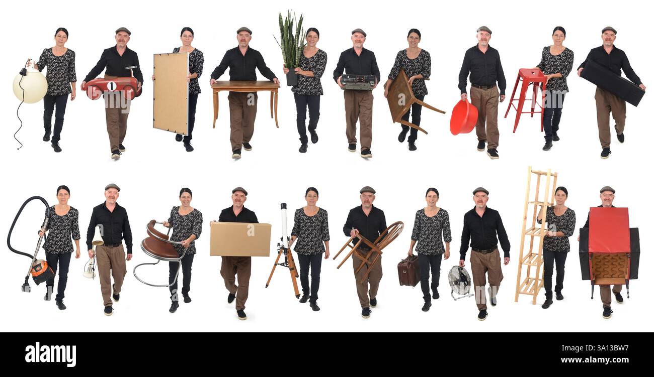 Middle aged woman moving Cut Out Stock Images & Pictures - Alamy