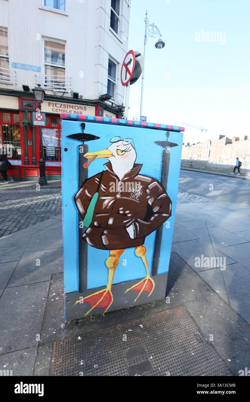Dublin, Ireland - 05th March 2025 - A street traffic light control box ...