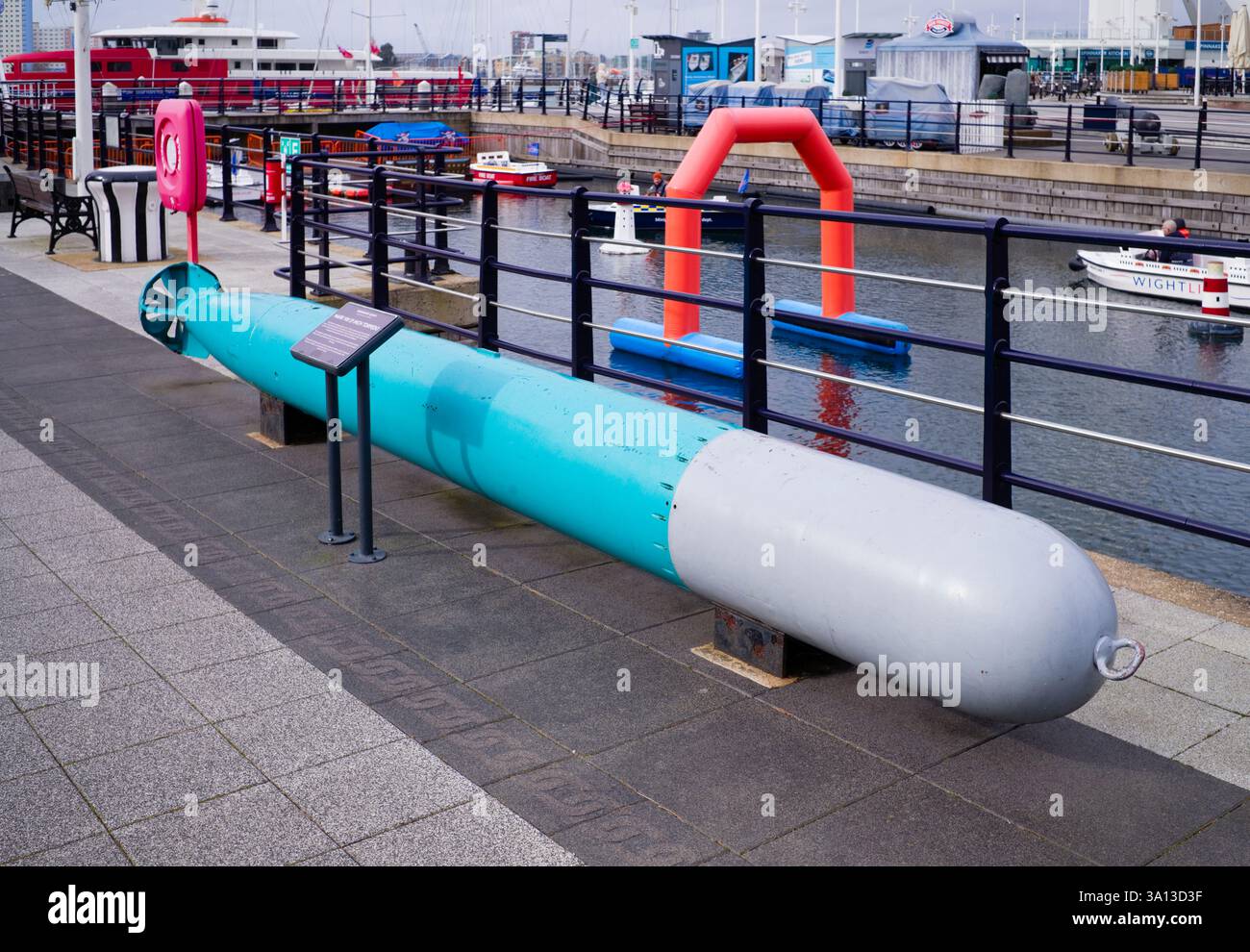 Mk VIII 21 inch torpedo on display at Gunwharf Quays shopping outlet in ...