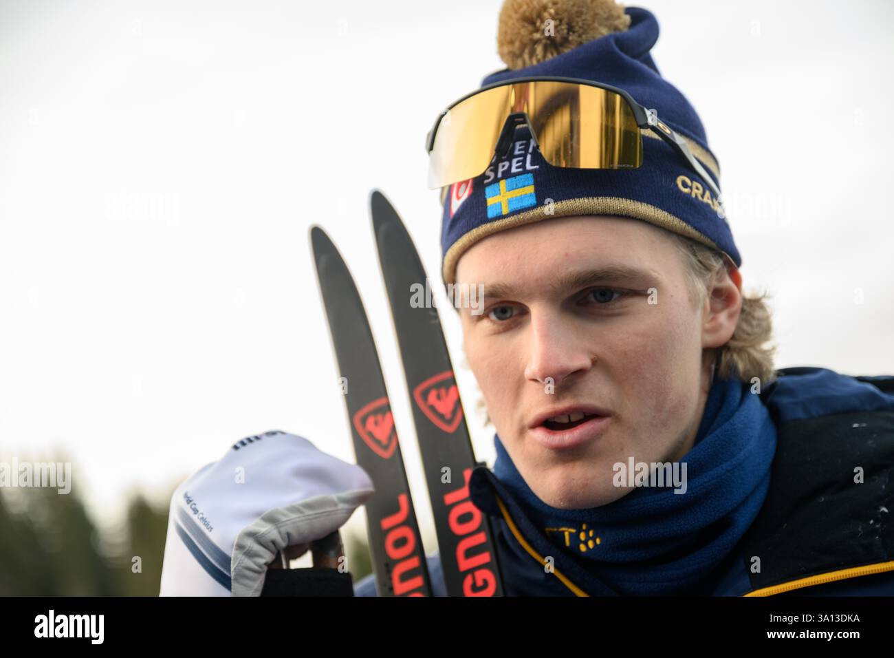 Edvin Anger of, Sweden. , . in the mixed zone after men's 4 x 7.5 km ...