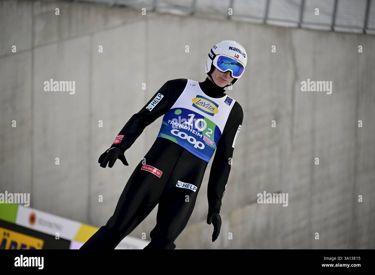 Robin Pedersen of Norway competes during Men's Team Large Hill HS138 ...