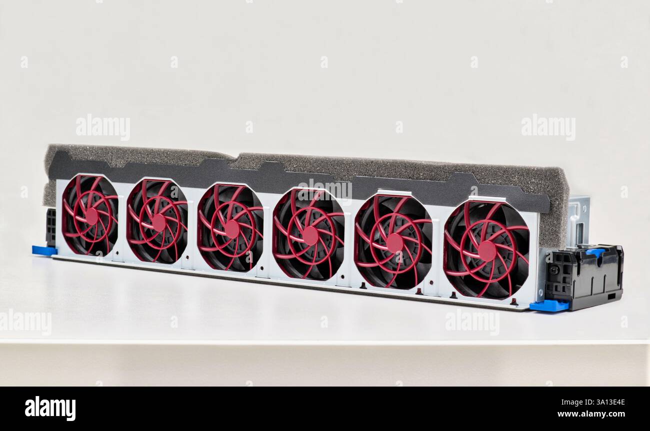 Six fan cage assembly backplane board computer hard drive components ...
