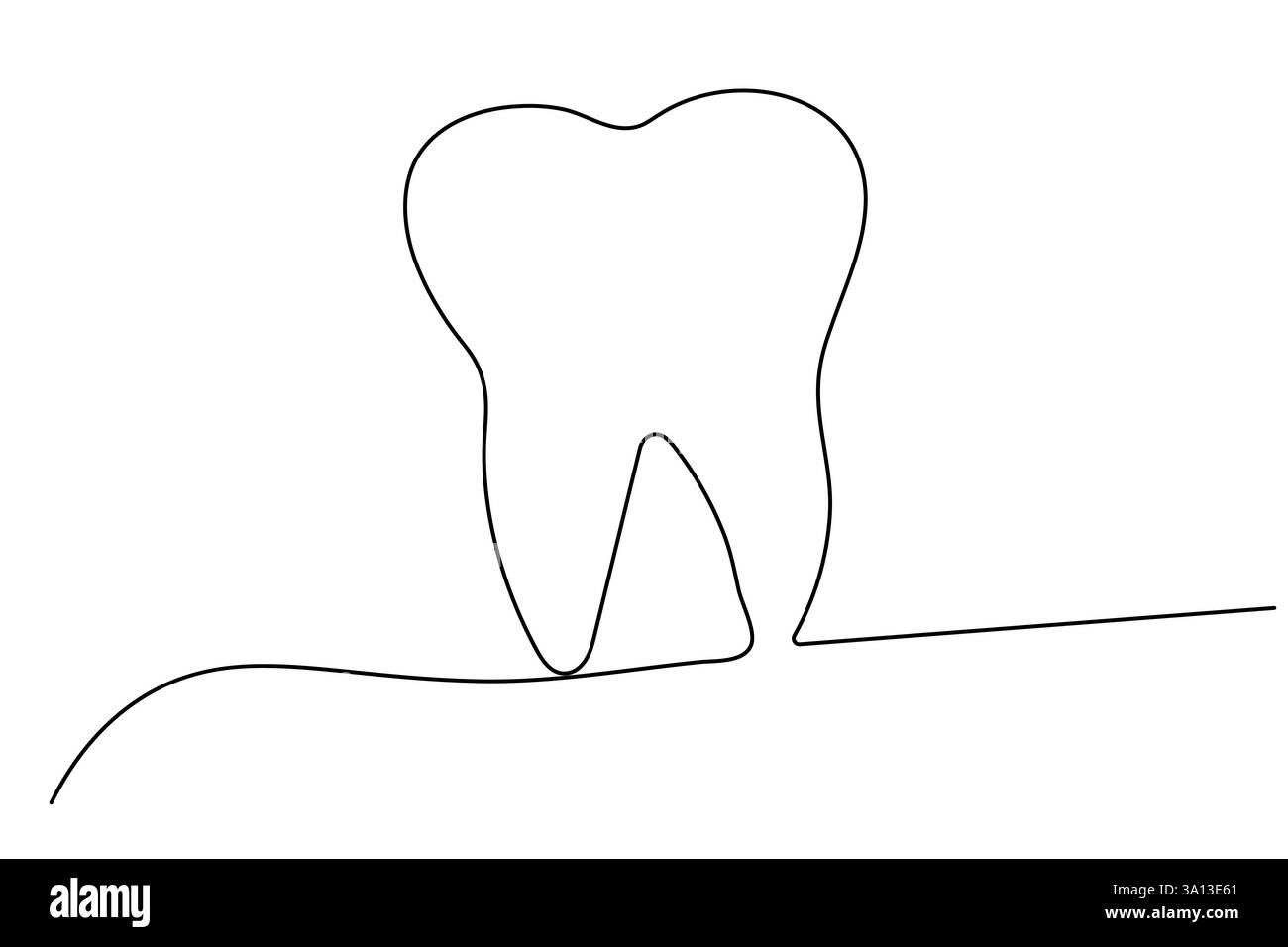 Teeth continuous one line drawing and simple isolated outline vector ...