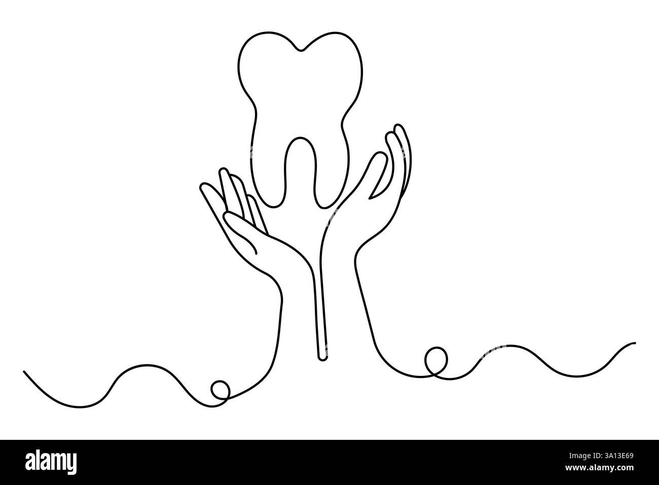 Teeth continuous one line drawing and simple isolated outline vector ...