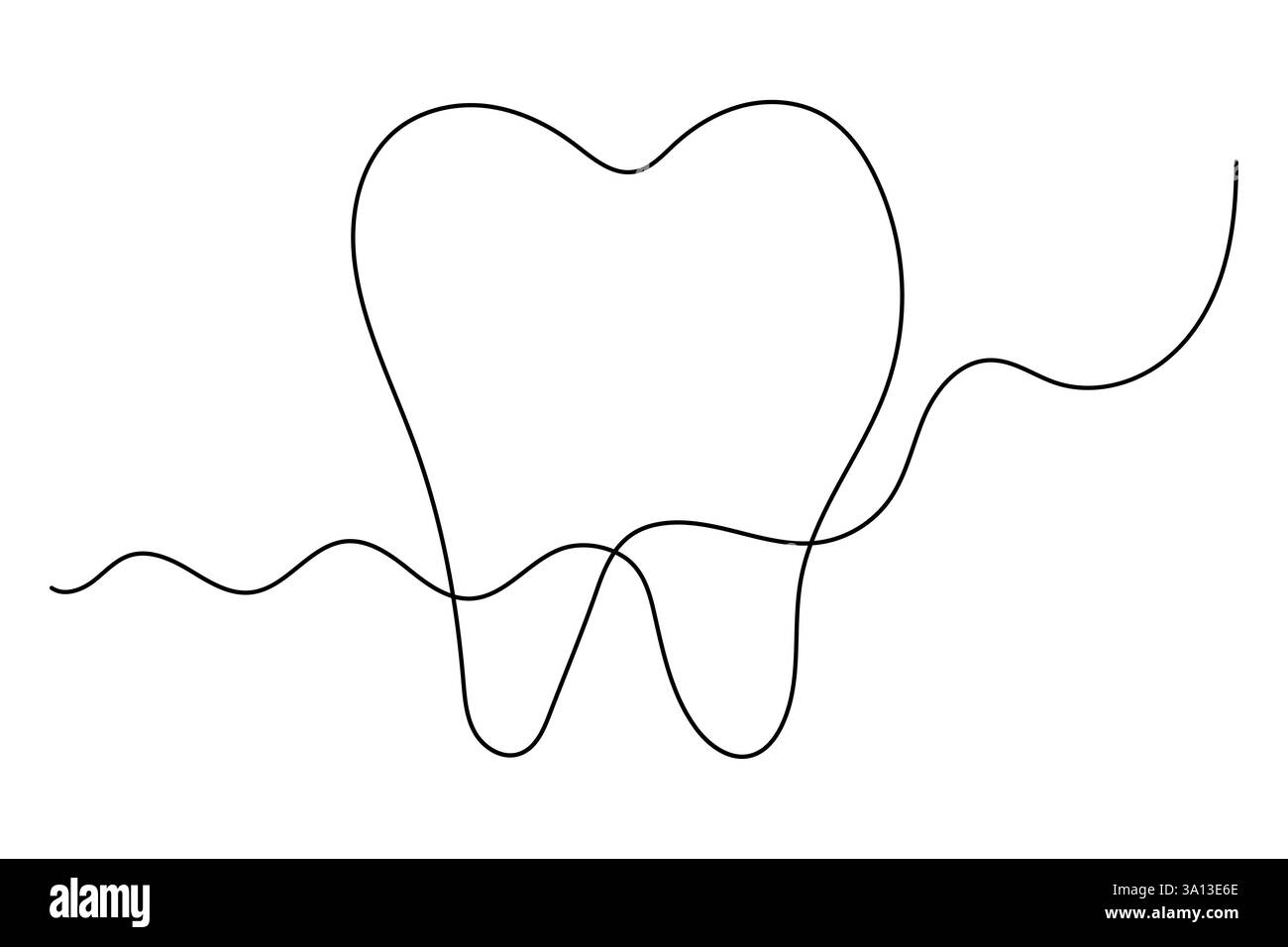 Teeth Continuous One Line Drawing And Simple Isolated Outline Vector