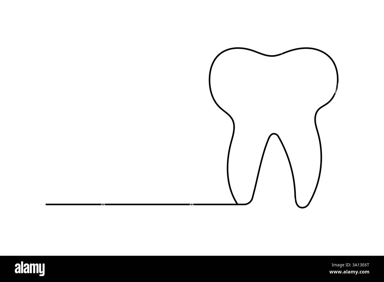 Teeth continuous one line drawing and simple isolated outline vector ...