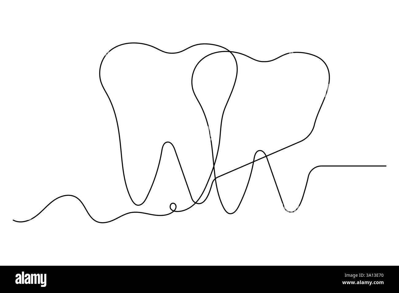 Teeth continuous one line drawing and simple isolated outline vector ...