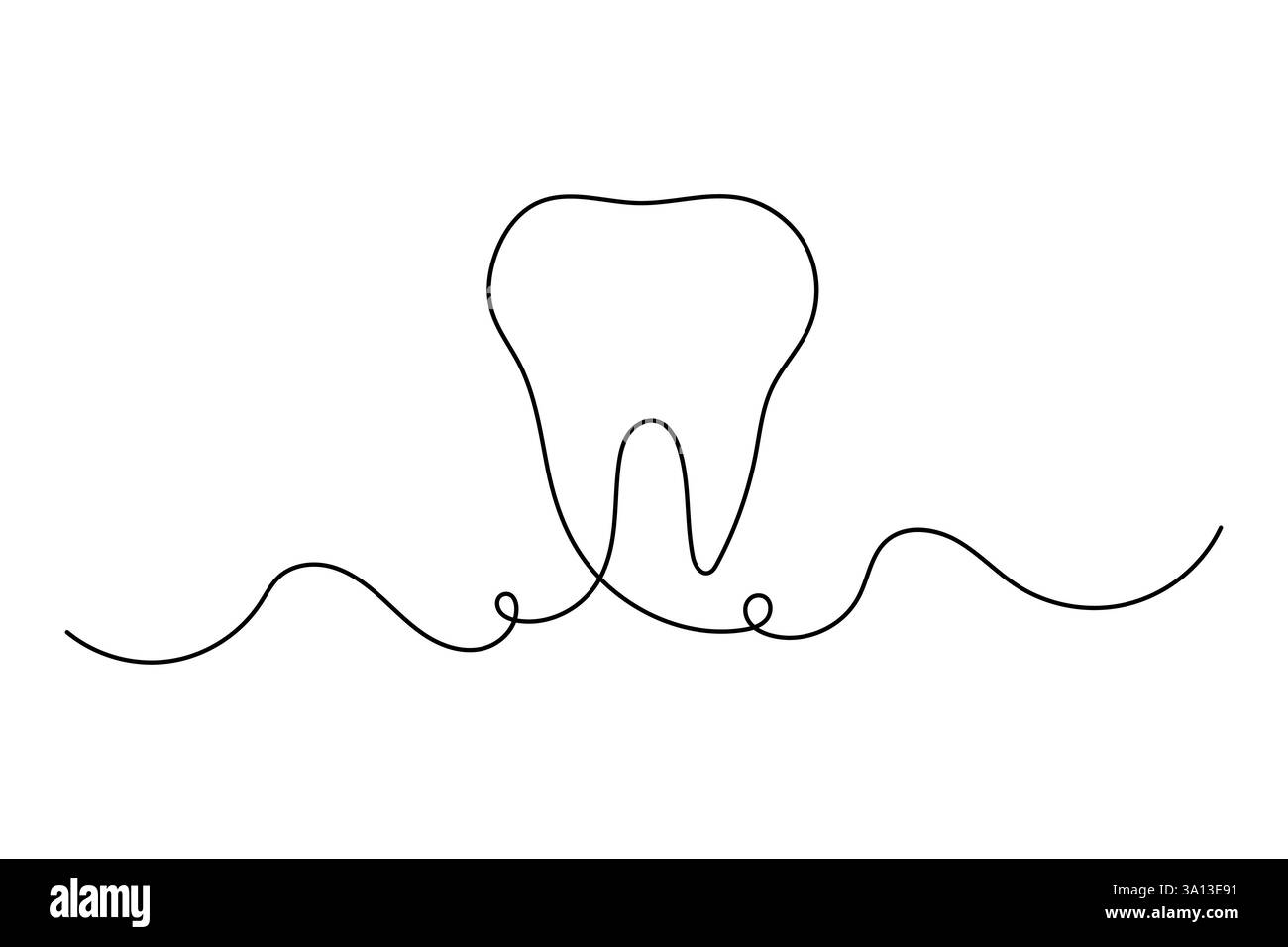 Teeth continuous one line drawing and simple isolated outline vector ...