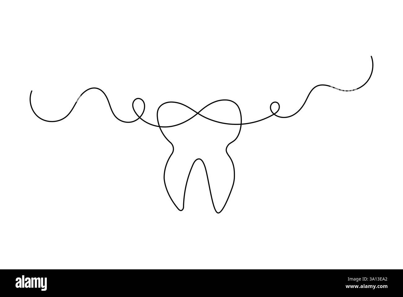 Teeth continuous one line drawing and simple isolated outline vector ...
