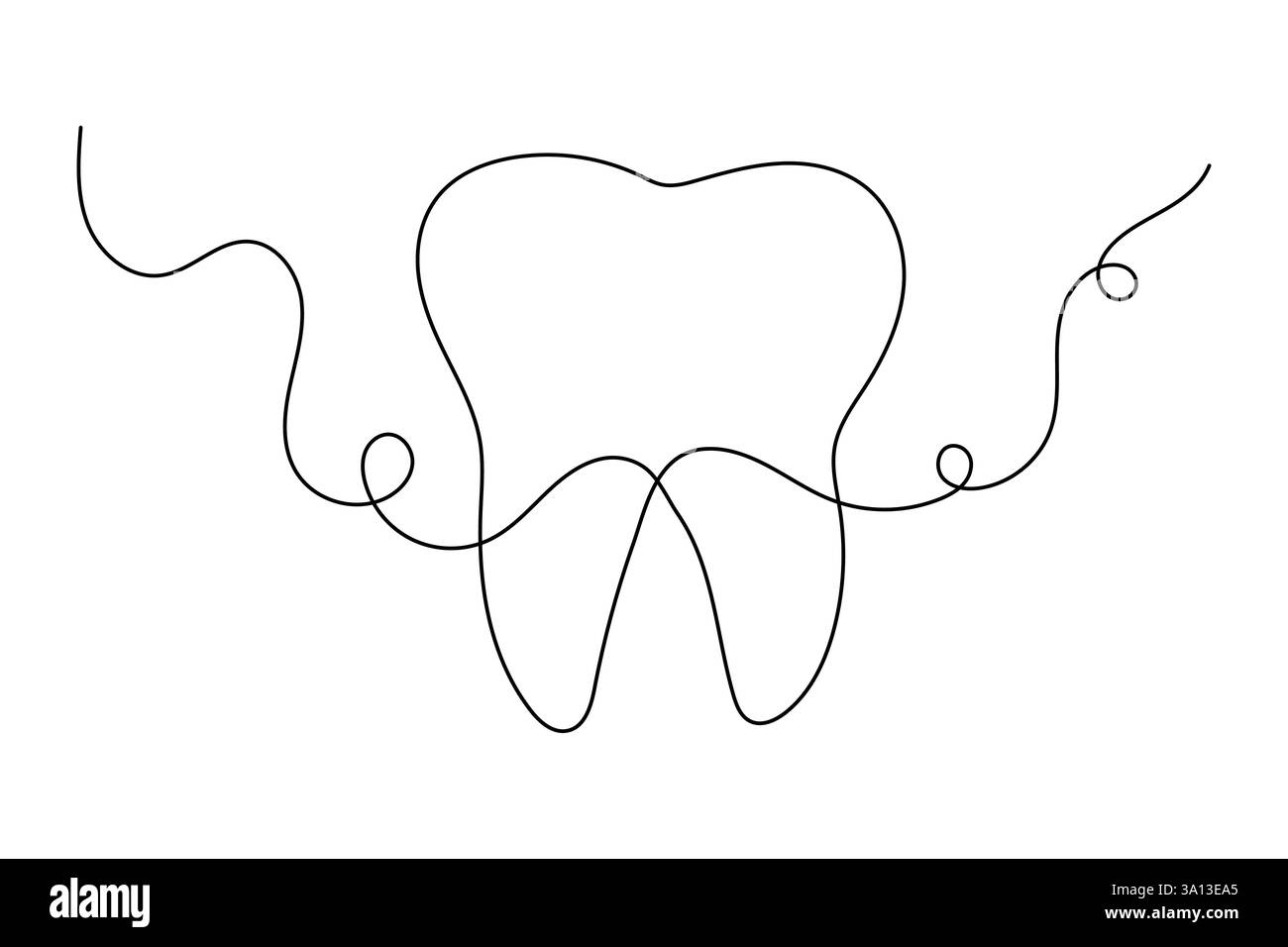 Teeth continuous one line drawing and simple isolated outline vector ...