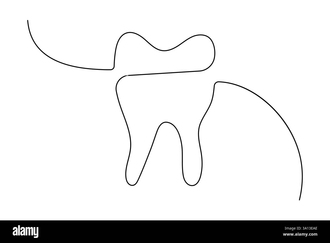 Teeth continuous one line drawing and simple isolated outline vector ...