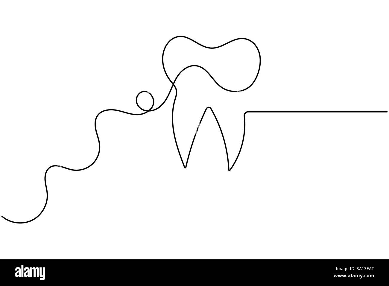 Teeth continuous one line drawing and simple isolated outline vector ...