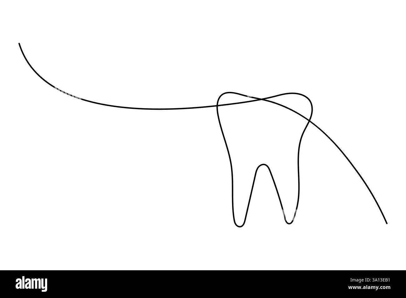 Teeth continuous one line drawing and simple isolated outline vector ...