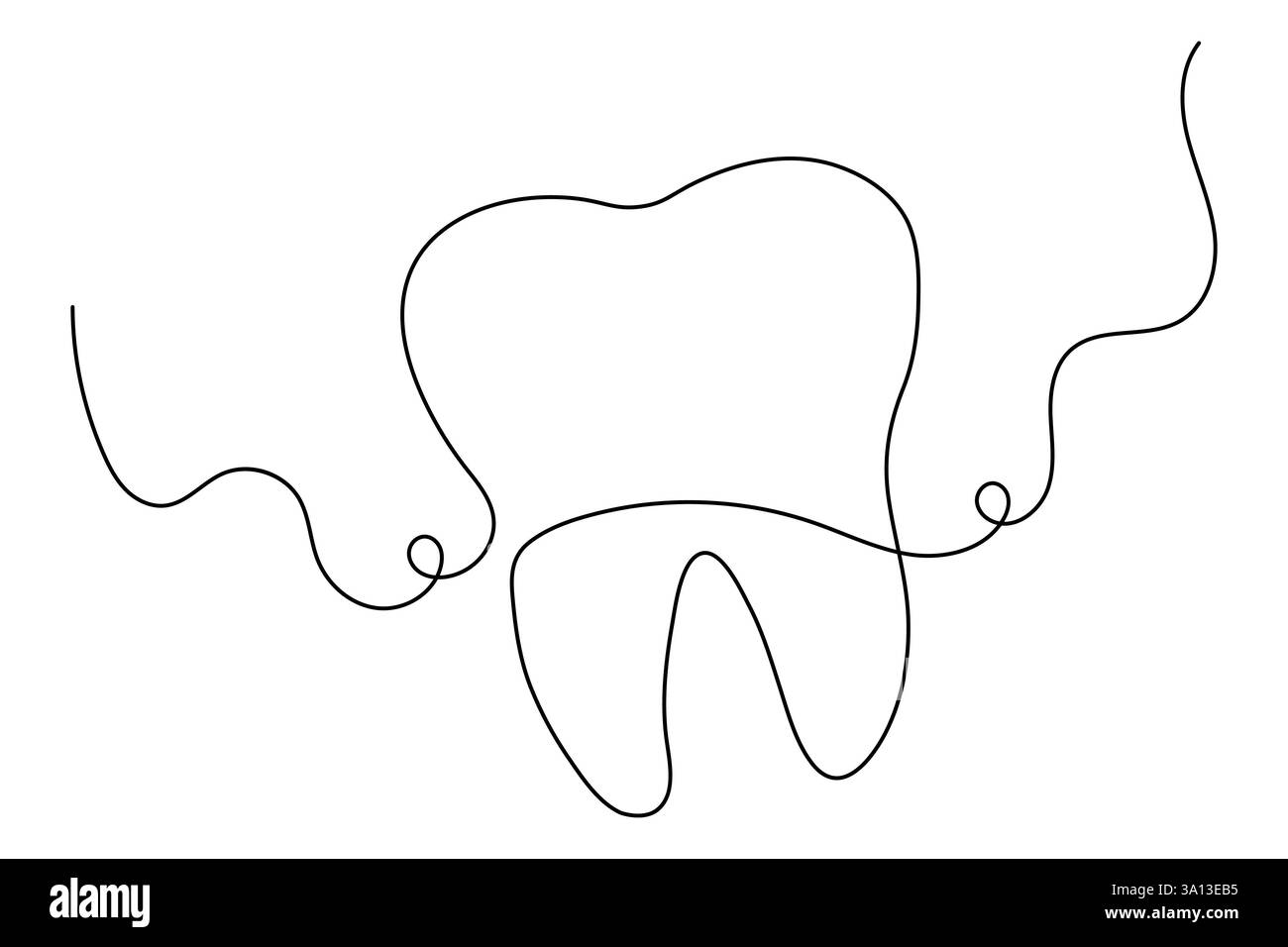 Teeth continuous one line drawing and simple isolated outline vector ...