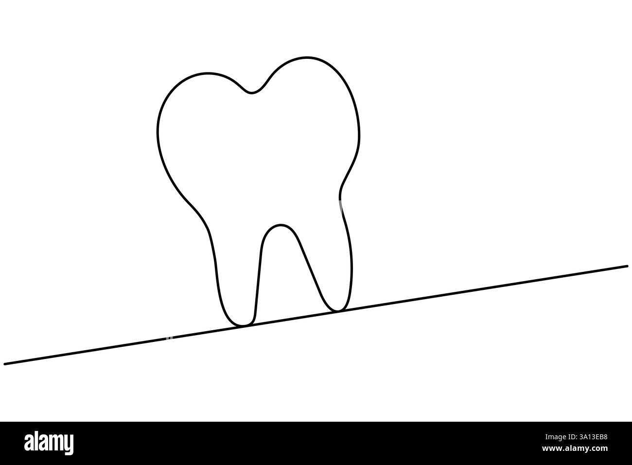 Teeth Continuous One Line Drawing And Simple Isolated Outline Vector