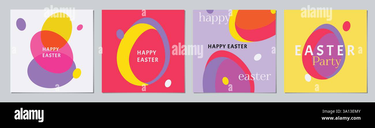 Happy Easter creative concept cards set. Celebration of easter holiday ...