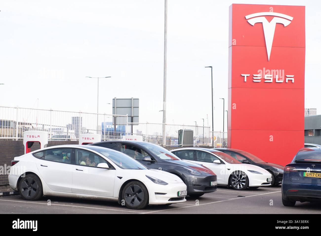 London, UK. 06 Mar 2025. A general view of a Tesla car dealership in ...