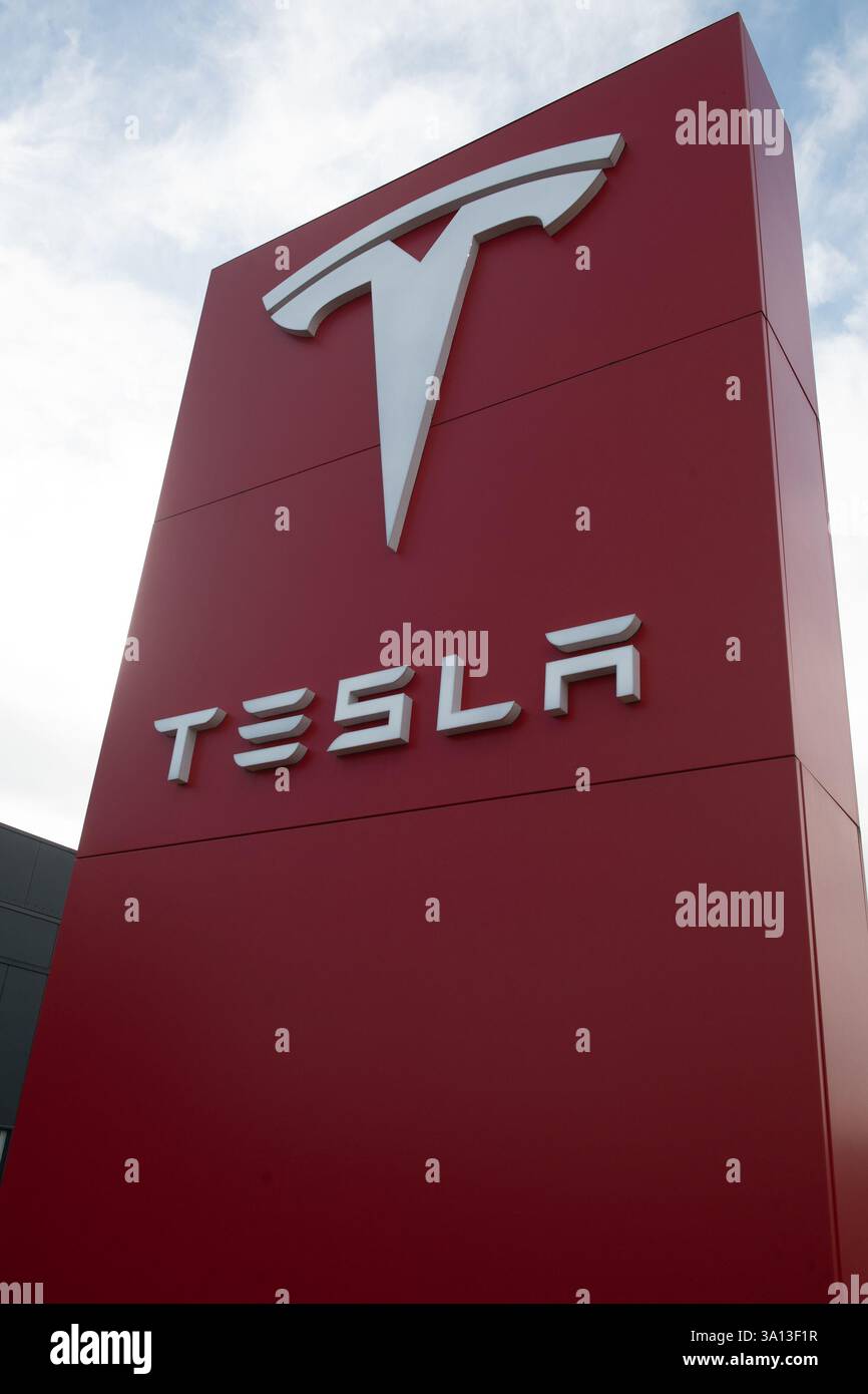 London, UK. 06 Mar 2025. A general view of a Tesla car dealership in ...