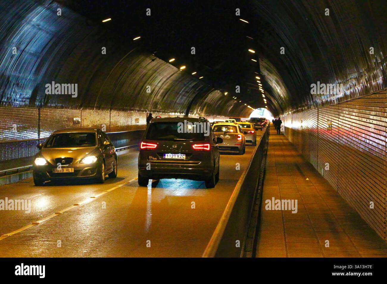 Traffic inside the Tetuan road tunnel connecting the Sardinero area to ...