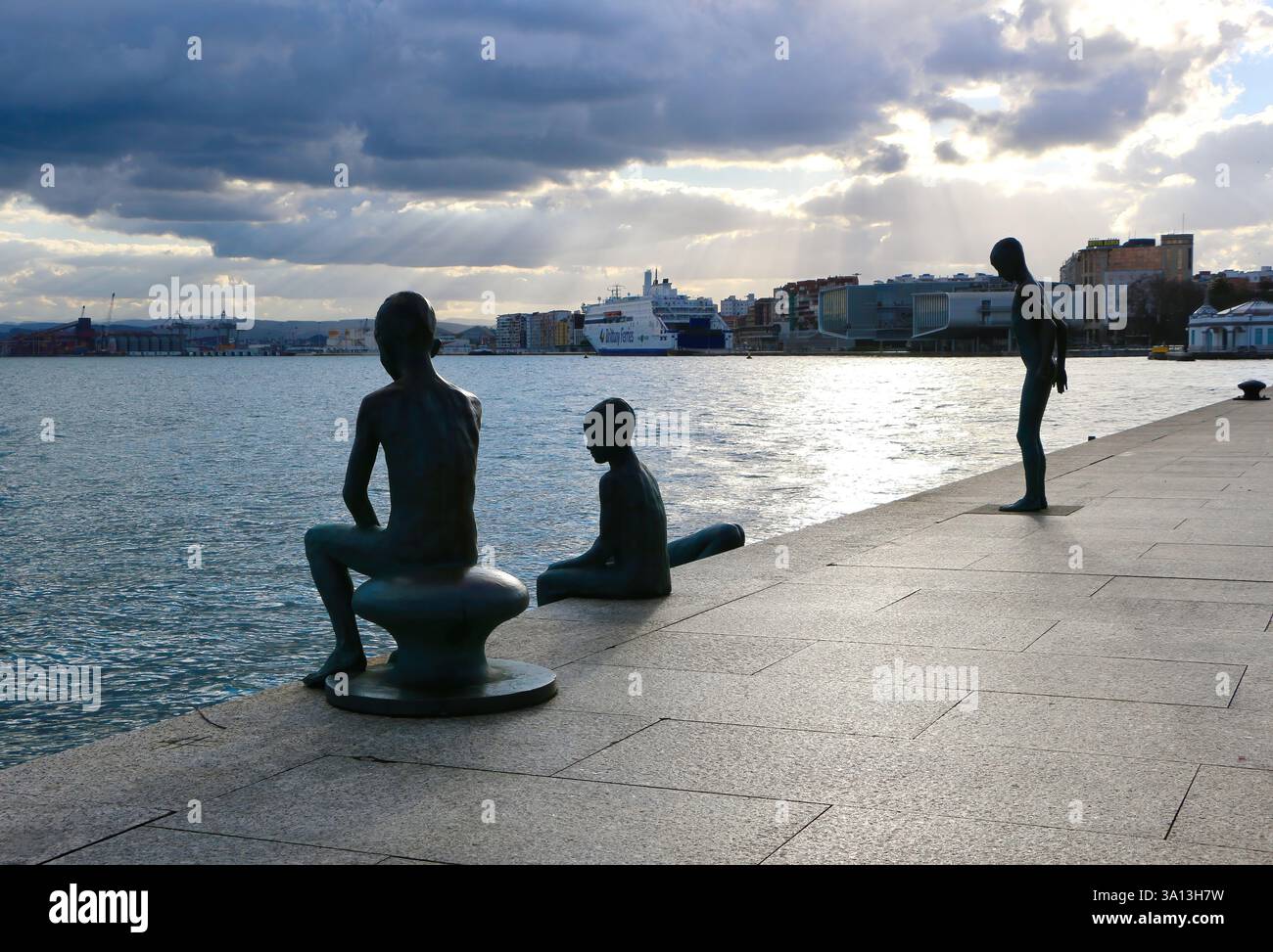 Bronze waterfront sculpture Los Raqueros with the Brittany Ferries ...
