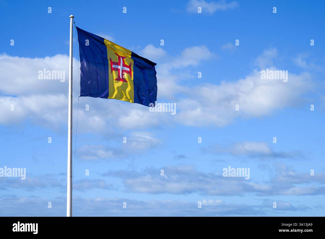 The flag of Madeira in Funchal, Madeira, Portugal Stock Photo - Alamy