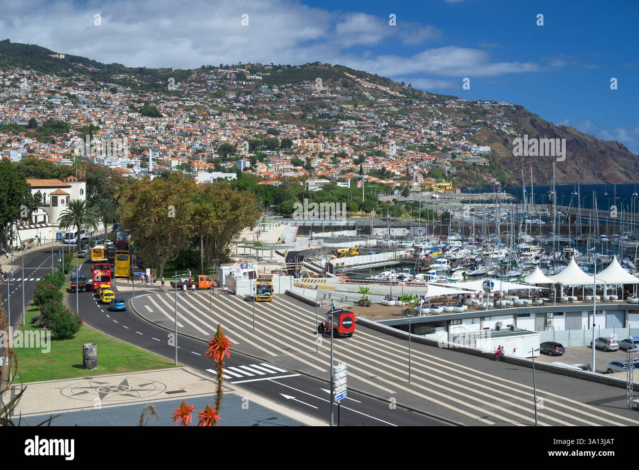 Cityscape of Funchal and Funchal Port from Santa Catarina Park, Madeira ...
