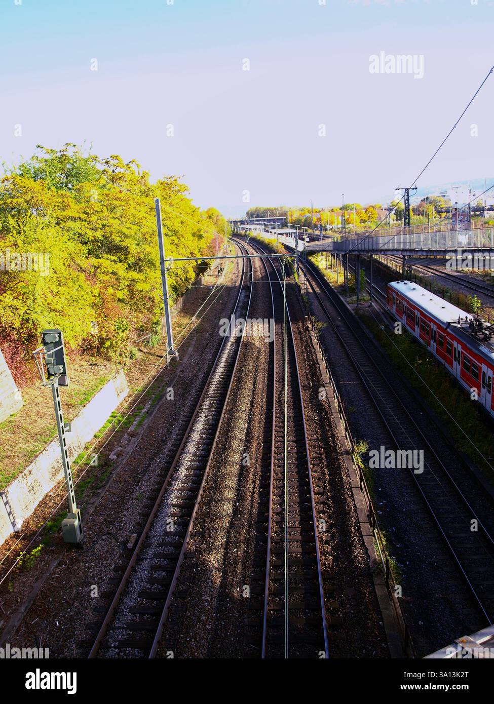 A Railway track shot above a bridge Stock Photo - Alamy