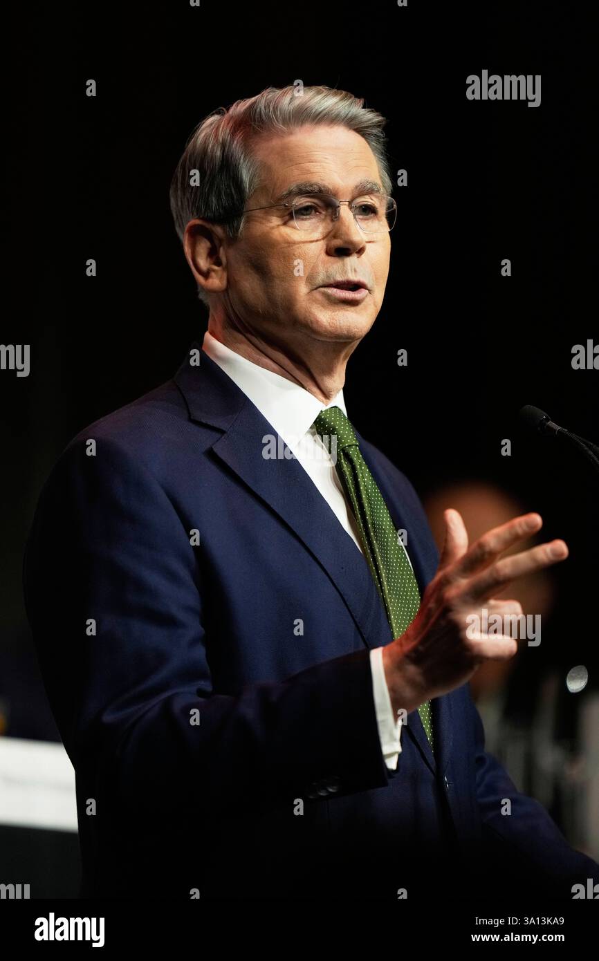 Scott Bessent, United States Secretary of the Treasury, speaks at an ...