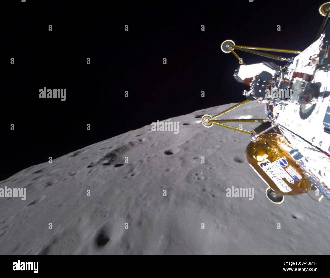 This photo provided by NASA shows the Intuitive Machines' Athena lander ...