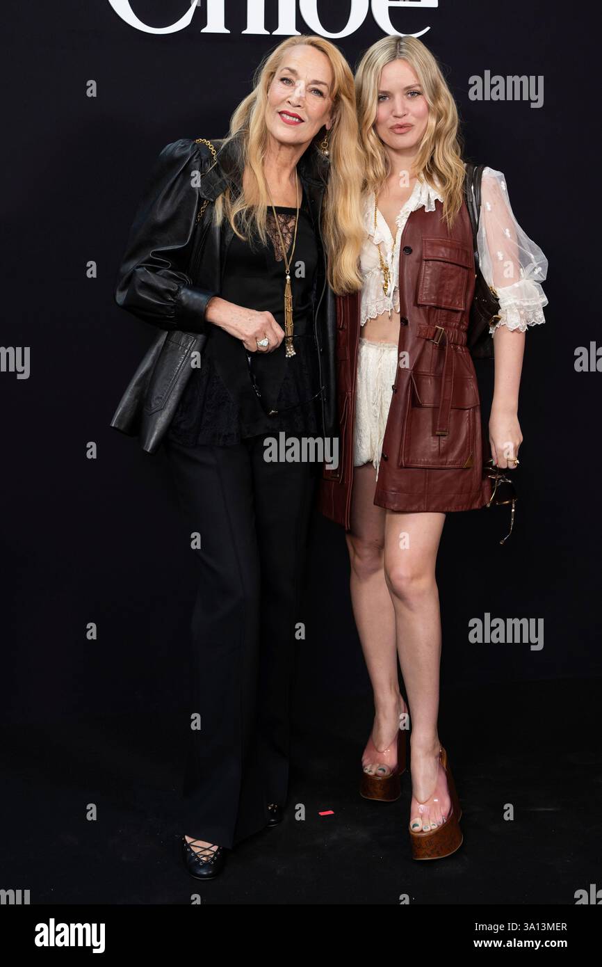 Jerry Hall, left, and Georgia May Jagger pose for photographers before the Chloe Fall/Winter ...