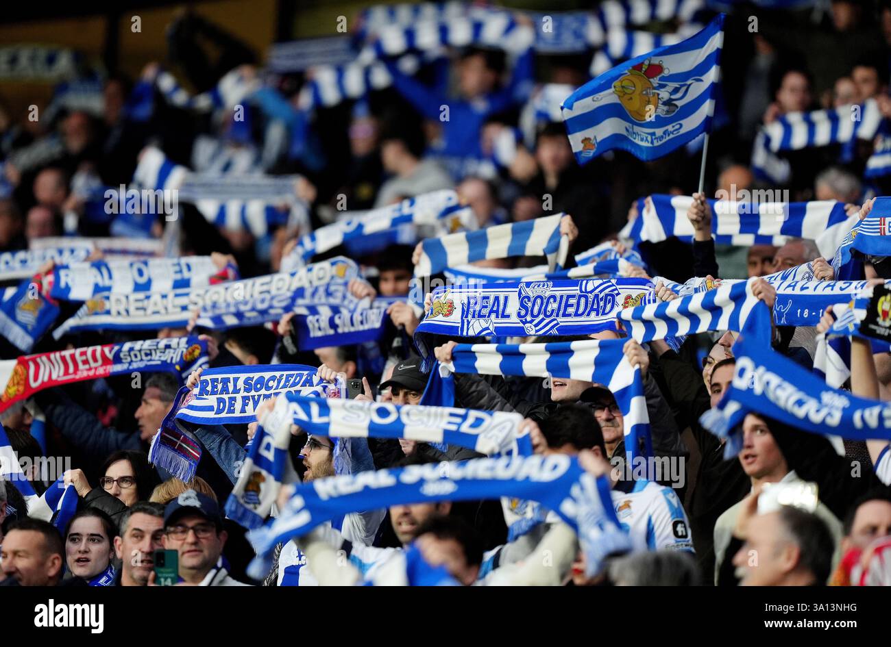 Real Sociedad fans during the UEFA Europa League Round of 16, first leg ...