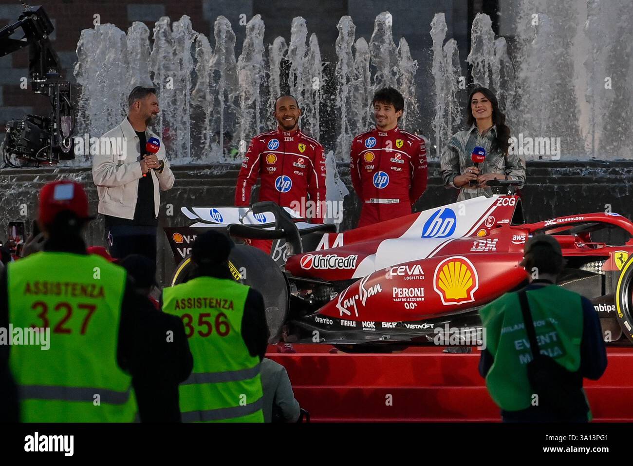 Milano, Milano. 06th Mar, 2025. Lewis Hamilton e Charles Leclerc alla ...