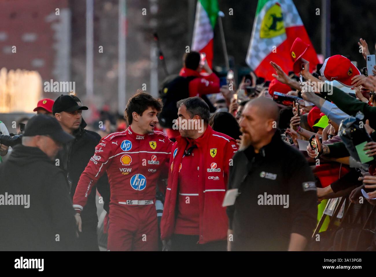 Charles Leclerc alla Presentazione Piloti Ferrari in Piazza Castello - Milano, Giovedì 6 Marzo ...