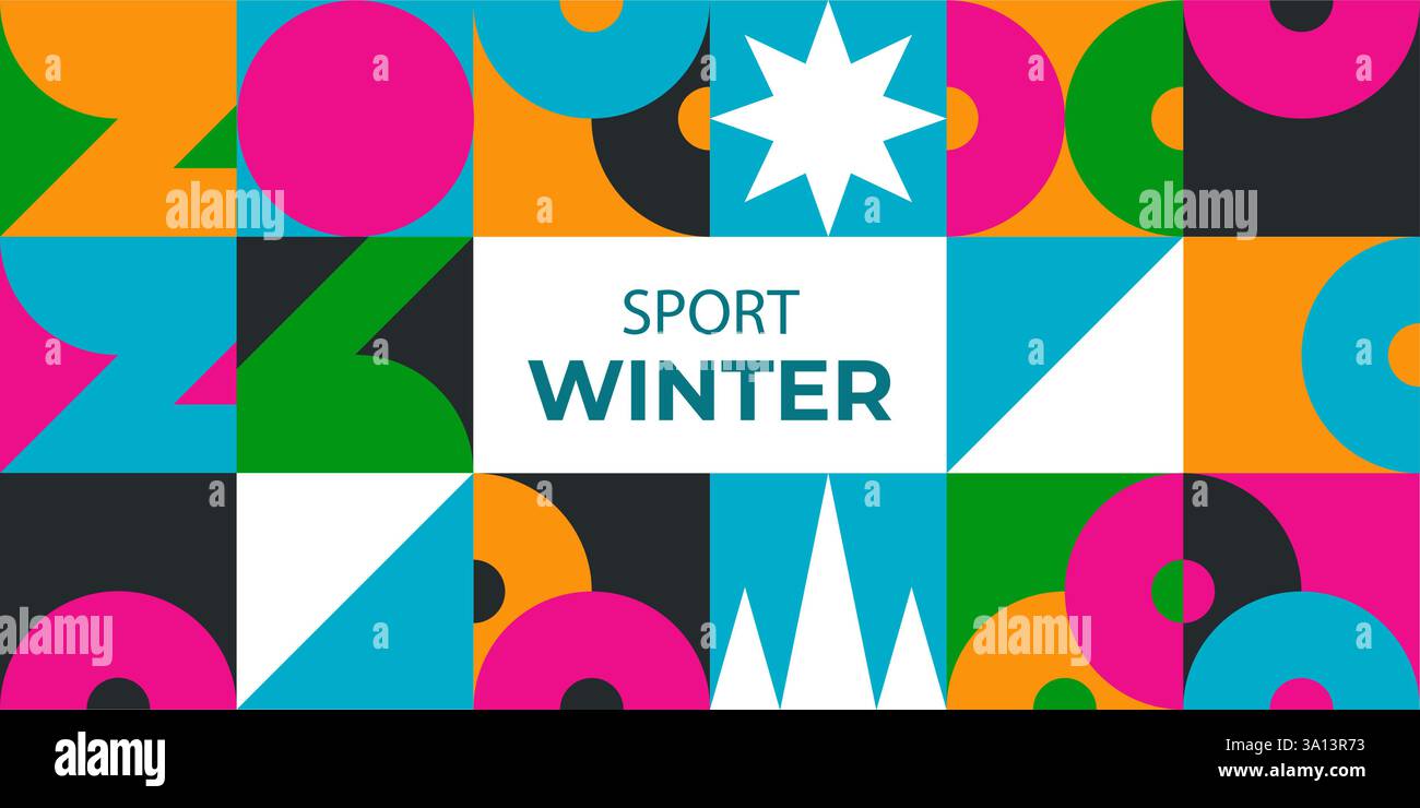Colorful background of 2026 Winter Sports Games. Geometric template ...