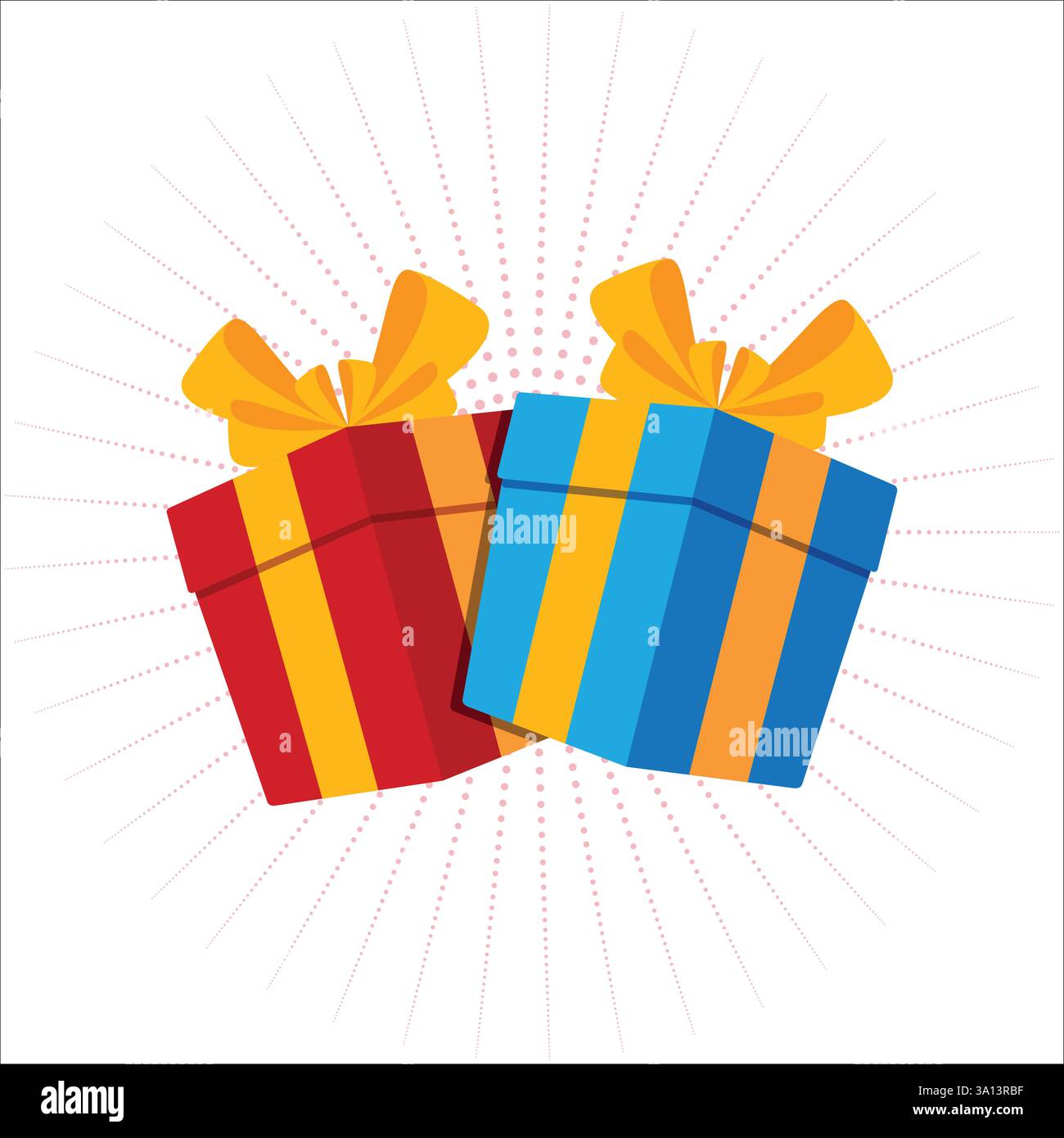 Gift boxes two present boxes with dotted sunburst effect background ...