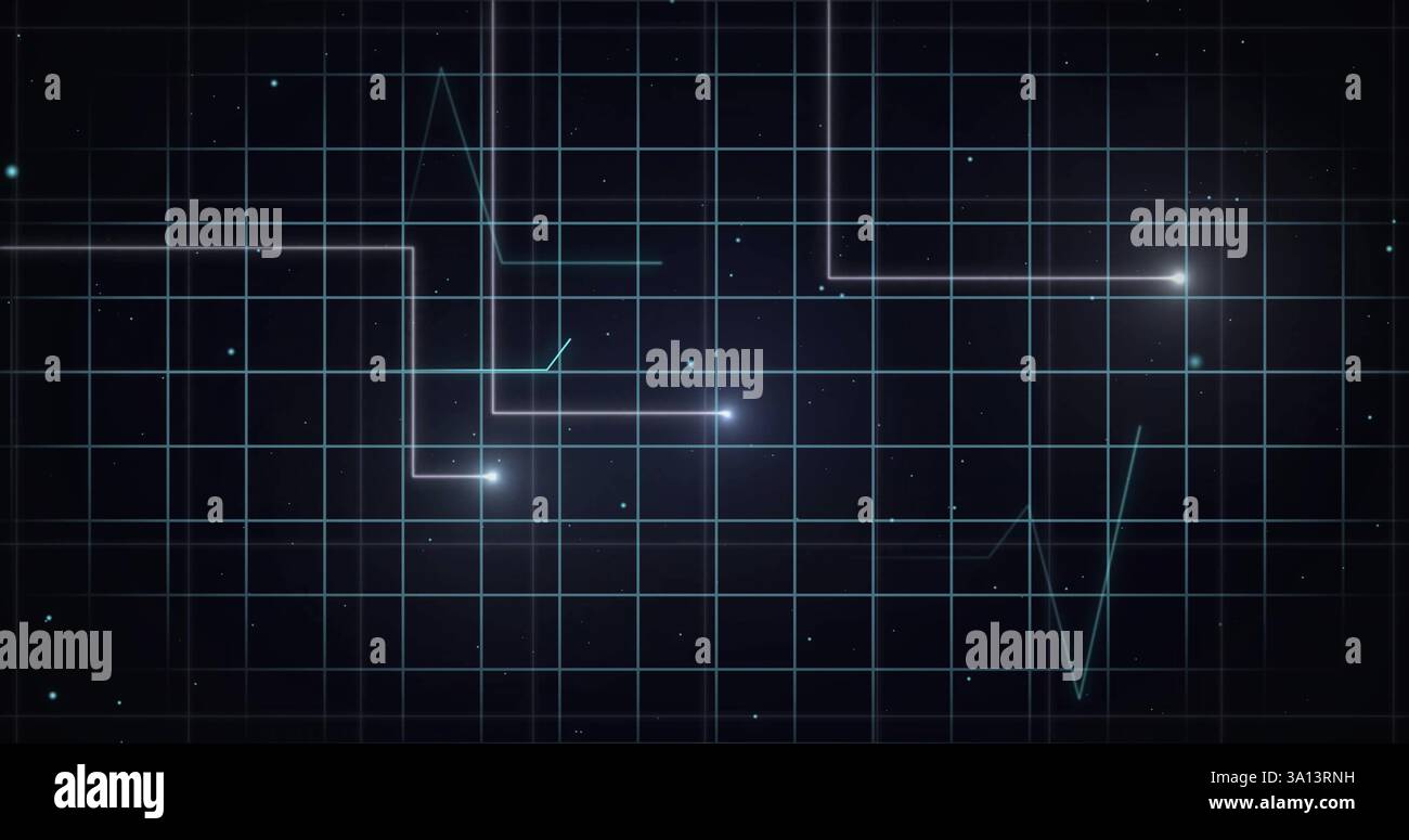 Image of cardiograph and light trails on black background Stock Photo ...