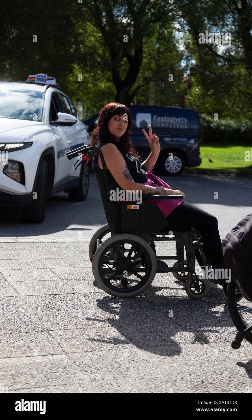 A scene showing mobility equipment and a vehicle, representing ...