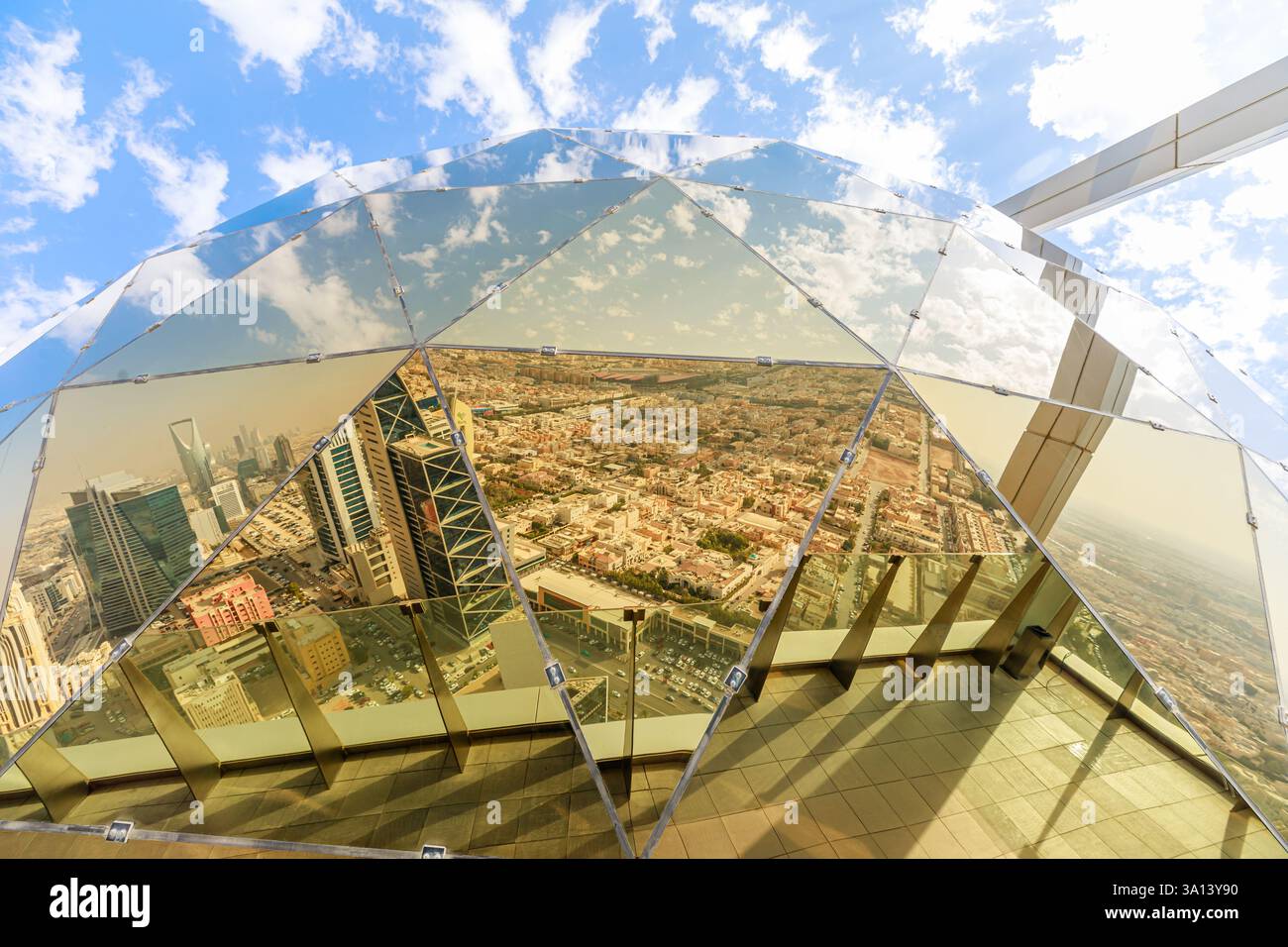Riyadh , Saudi Arabia - January 8, 2025: The golden Globe sky-bar restaurant of Al Faisaliah ...