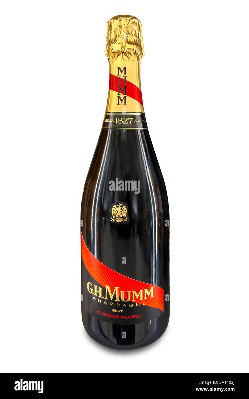 Italy - March 06, 2025: bottle of G.H. Mumm Cordon Rouge Champagne ...