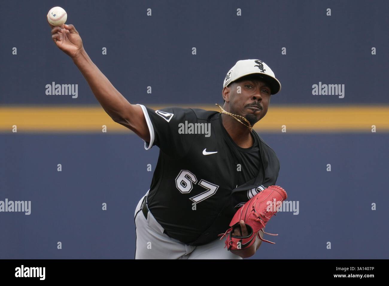Chicago White Sox pitcher Justin Dunn throws against the Milwaukee ...