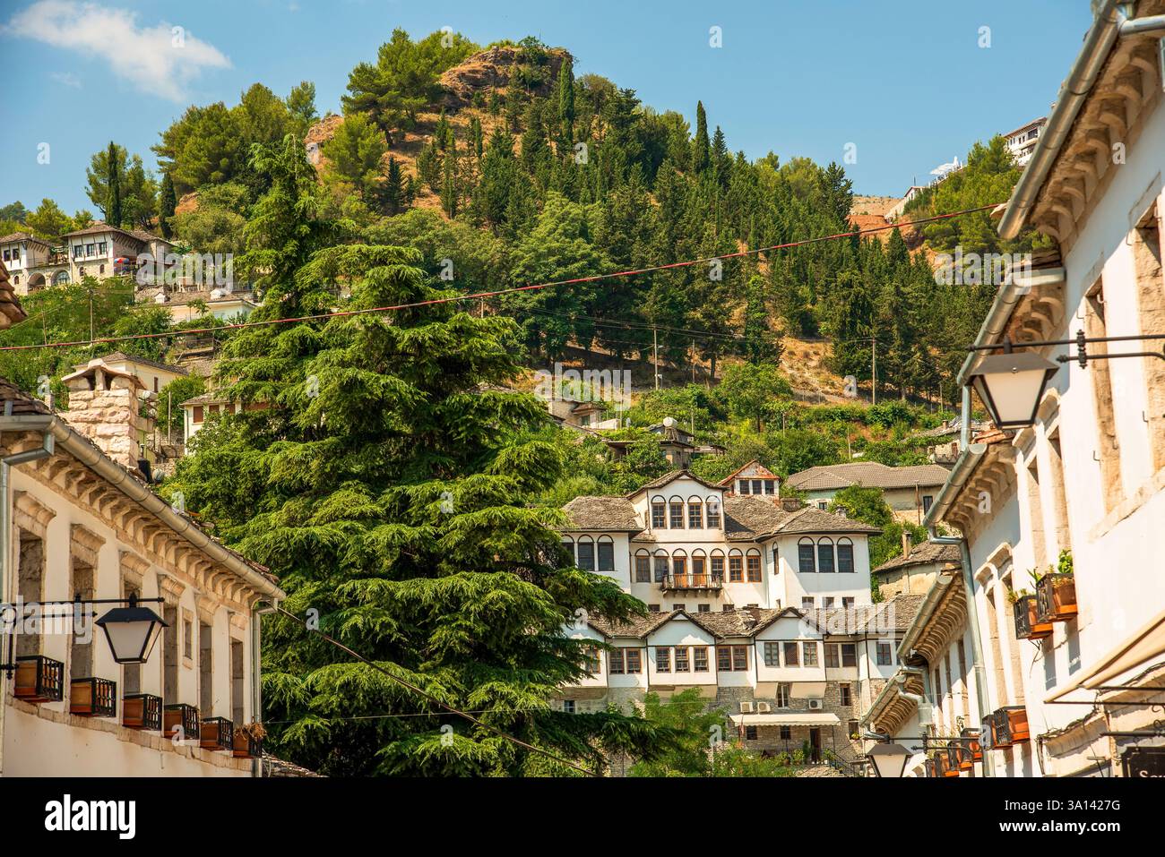 City skyline towering mountain backdrop hi-res stock photography and ...