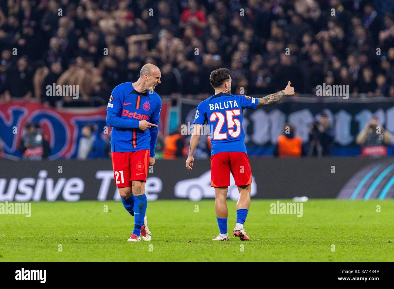 Vlad Chiriches of FCSB congratulating Alexandru Baluta of FCSB after he ...