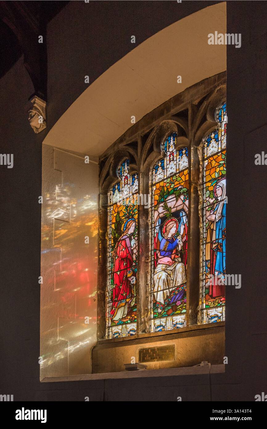 South aisle stained glass window in St Marys church Kirkby Lonsdale ...